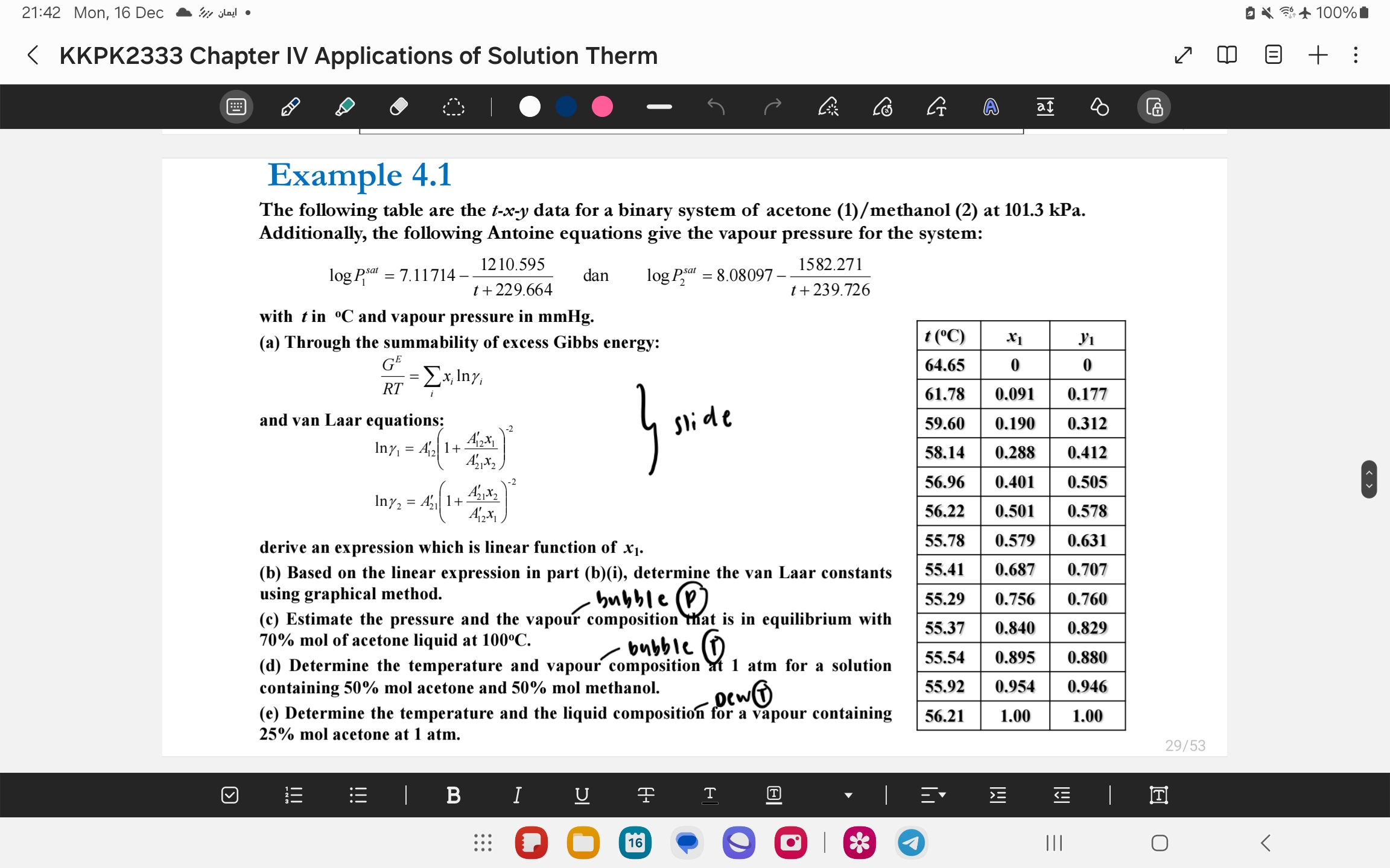 Example 4.1The following table are the t-x-y data for | Chegg.com