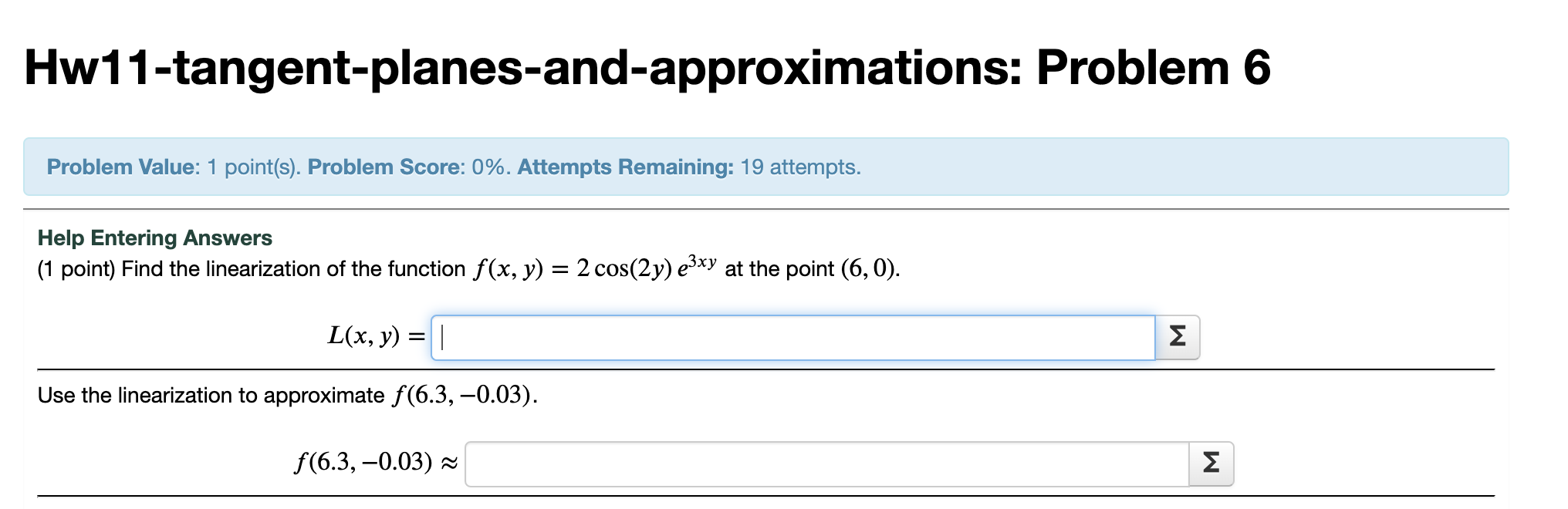 Solved Hw11-tangent-planes-and-approximations: Problem 6 | Chegg.com