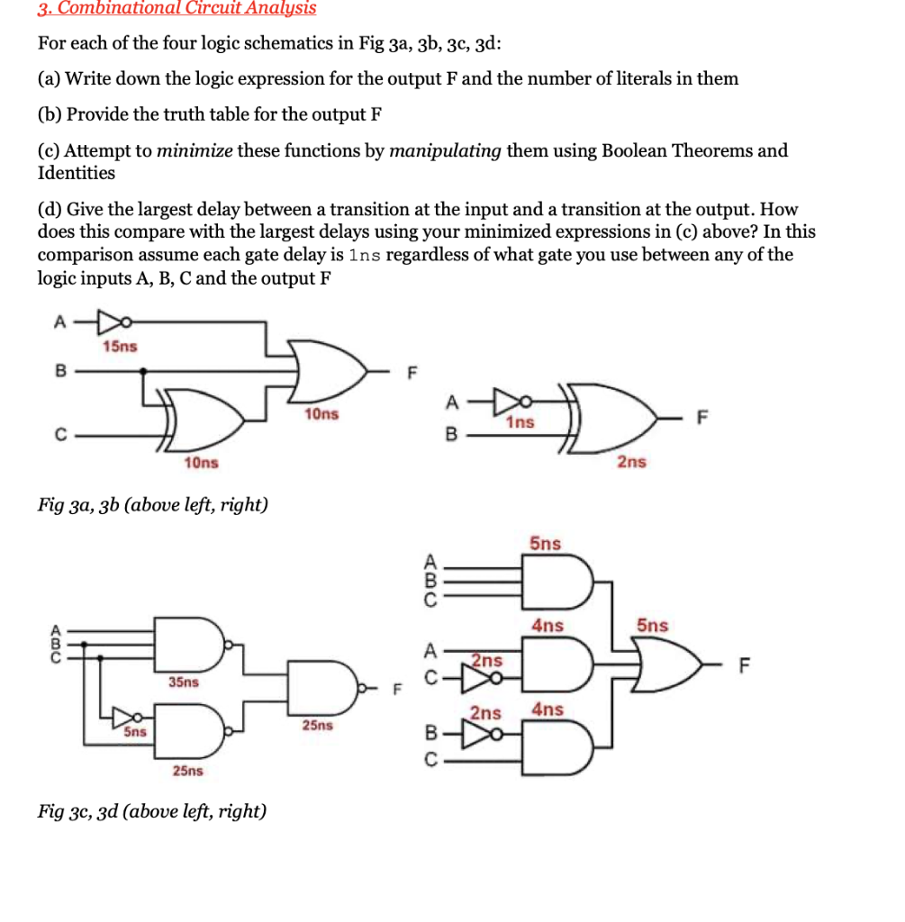 Solved 3. Combinational Circuit Analysis For each of the | Chegg.com
