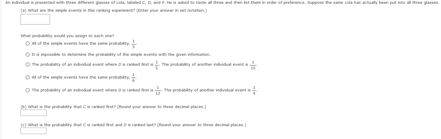 Solved (a) What are the simple events in this ranking | Chegg.com