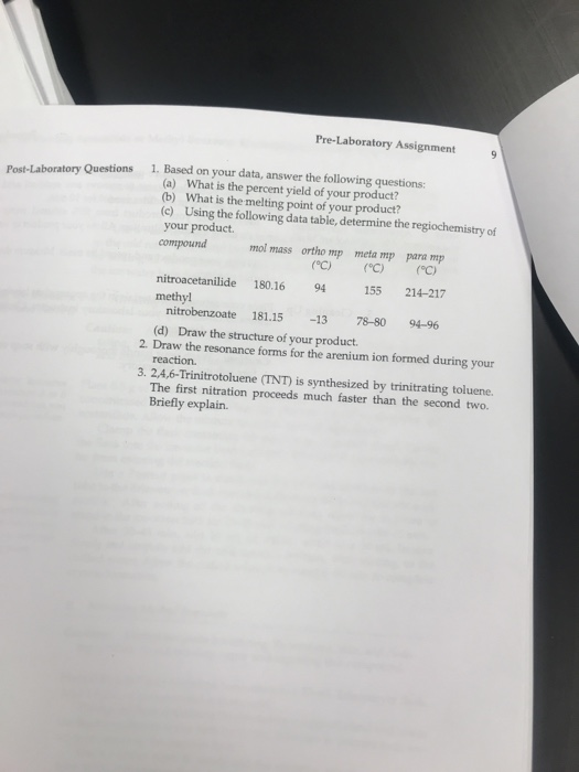Pre-Laboratory Assignment 9 Post-Laboratory Questions | Chegg.com