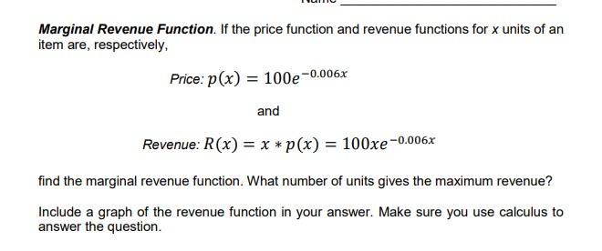 Solved Marginal Revenue Function. If the price function and | Chegg.com