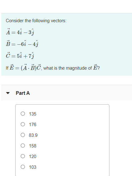 Solved Consider The Following Vectors A⃗