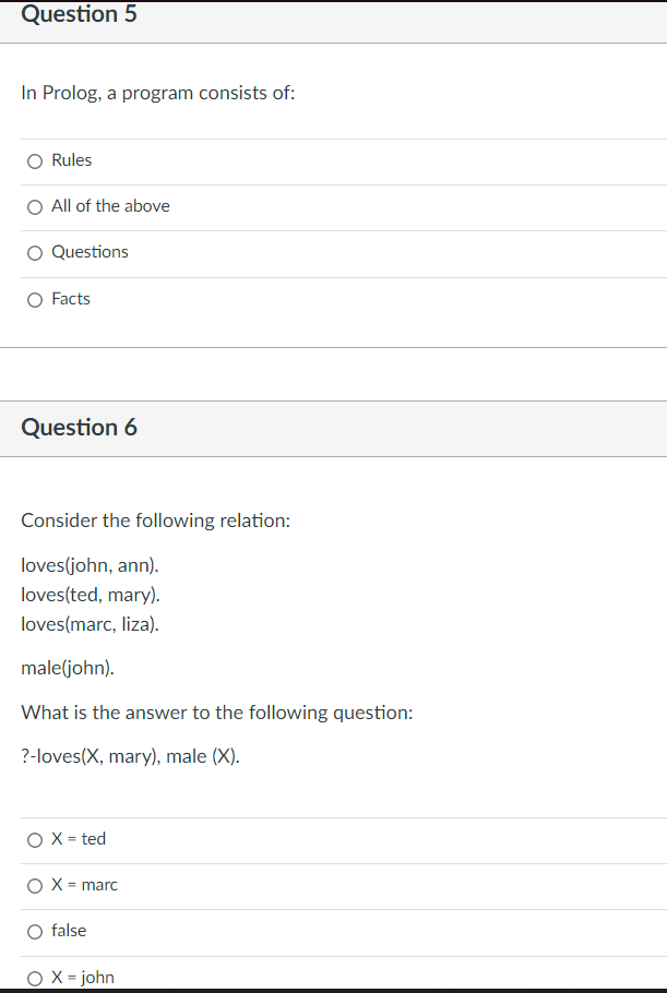 Solved Question 5 In Prolog A Program Consists Of Rules 5309