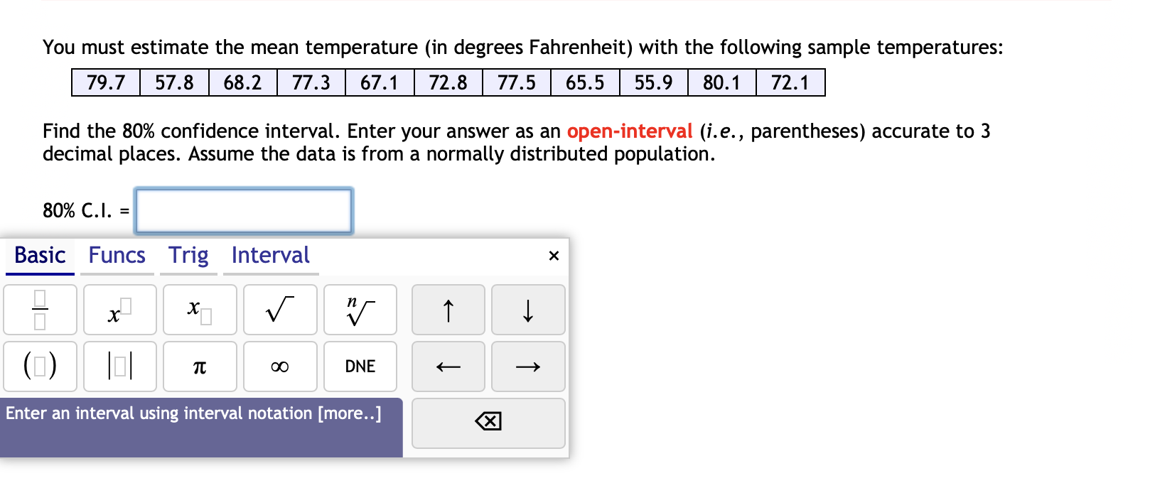 Solved Find the \80 confidence interval. Enter your answer | Chegg.com