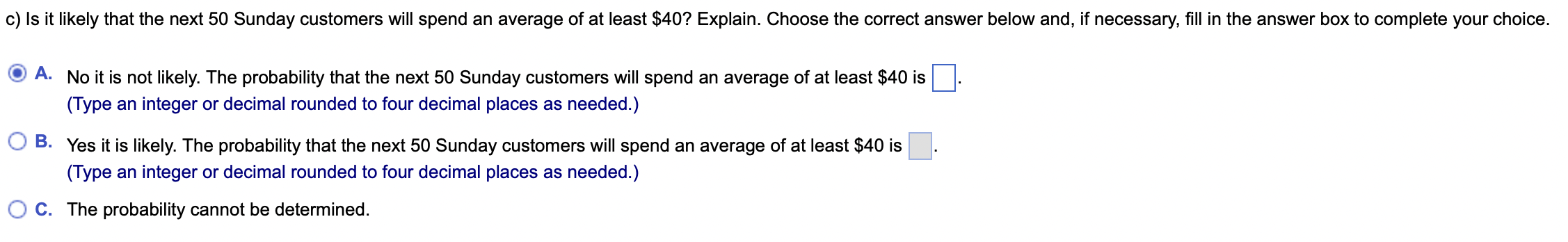 Solved A grocery ﻿store's receipts show that Sunday | Chegg.com