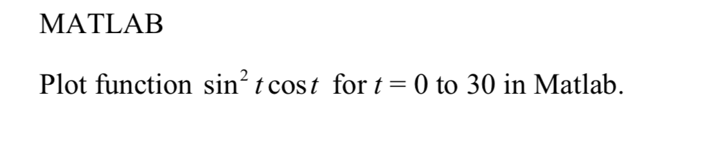 Solved MATLAB Plot function sin? t cost for t = 0 to 30 in | Chegg.com
