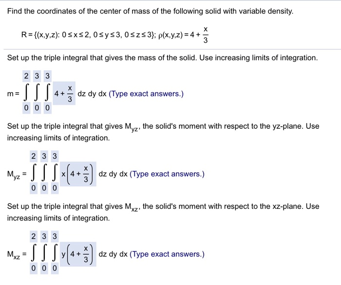 Solved Find the coordinates of the center of mass of the | Chegg.com