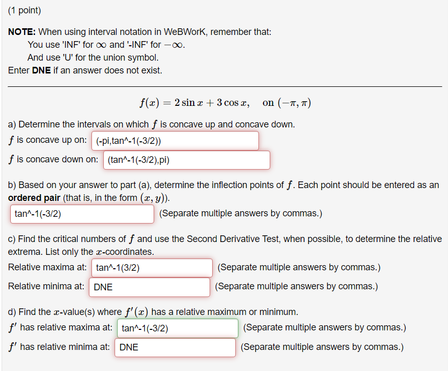 Solved 1 Point Note When Using Interval Notation In