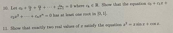 Solved Let c0+c12+c23+cdots+cnn+1=0 ﻿where ckinR. Show that | Chegg.com