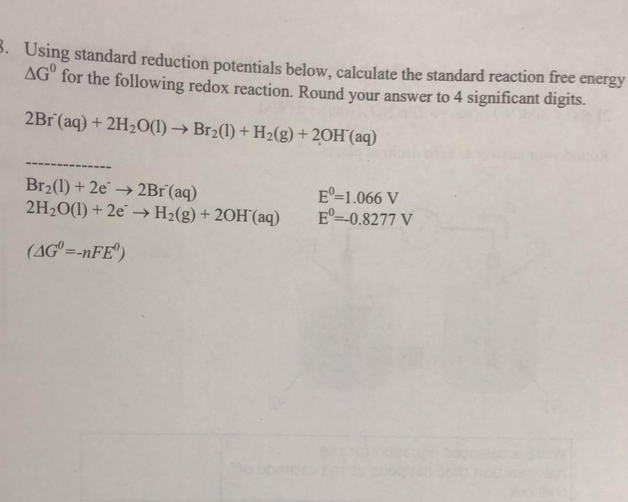 Solved . Using standard reduction potentials below, | Chegg.com