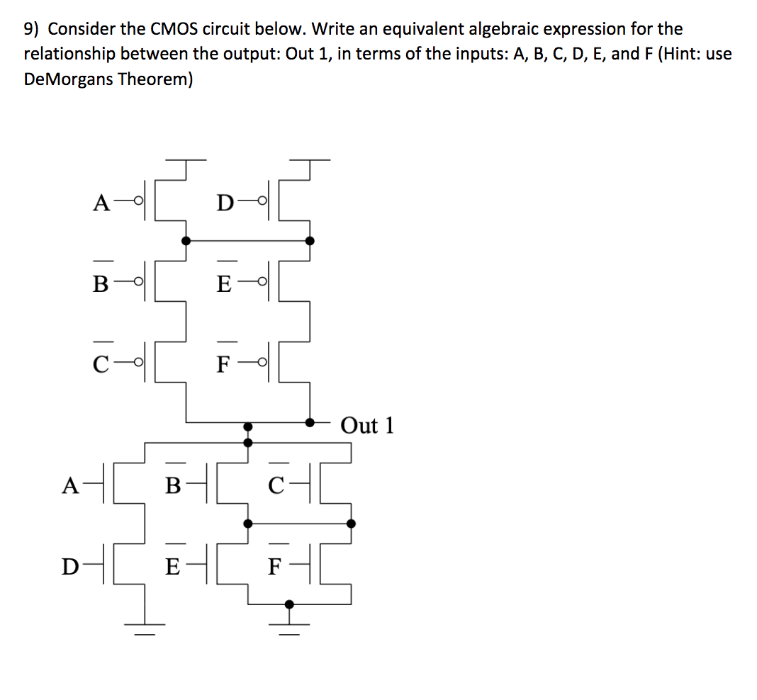 Solved 9) Consider the CMOS circuit below. Write an | Chegg.com