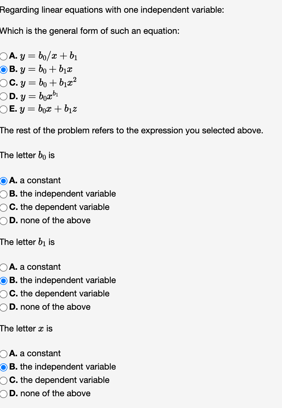 Solved Regarding linear equations with one independent | Chegg.com