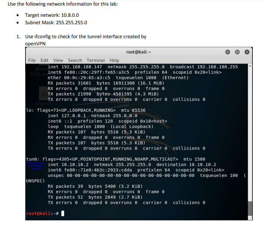 Solved Use the following network information for this lab: - | Chegg.com