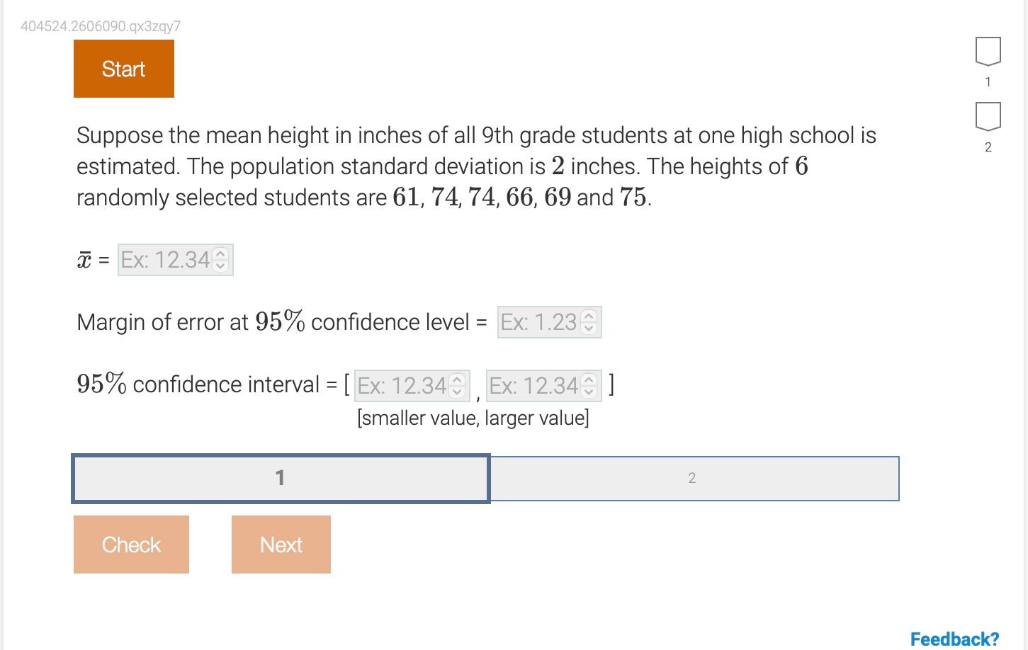 Solved 404524.2606090.qx3zqy7 Start Suppose the mean height | Chegg.com