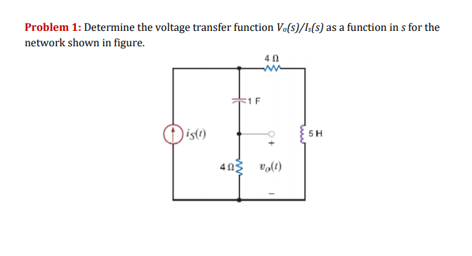 Solved Problem 1: Determine the voltage transfer function | Chegg.com
