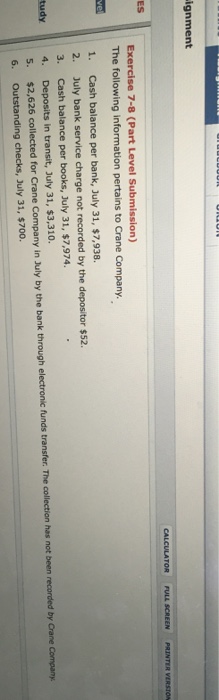 Solved ignment Exercise 7-8 (Part Level Submission) The | Chegg.com