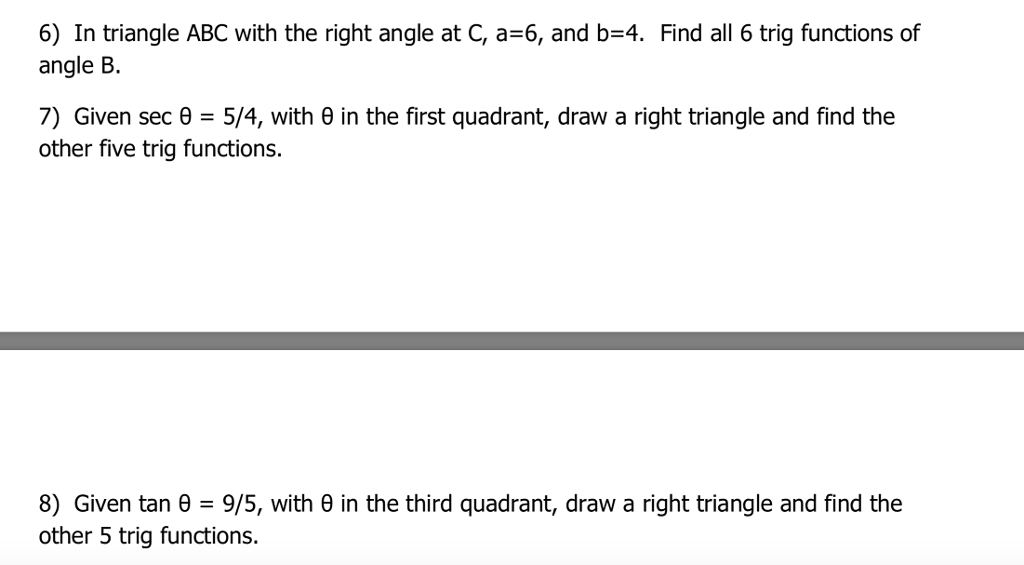 Solved 6) In triangle ABC with the right angle at C, a-6, | Chegg.com
