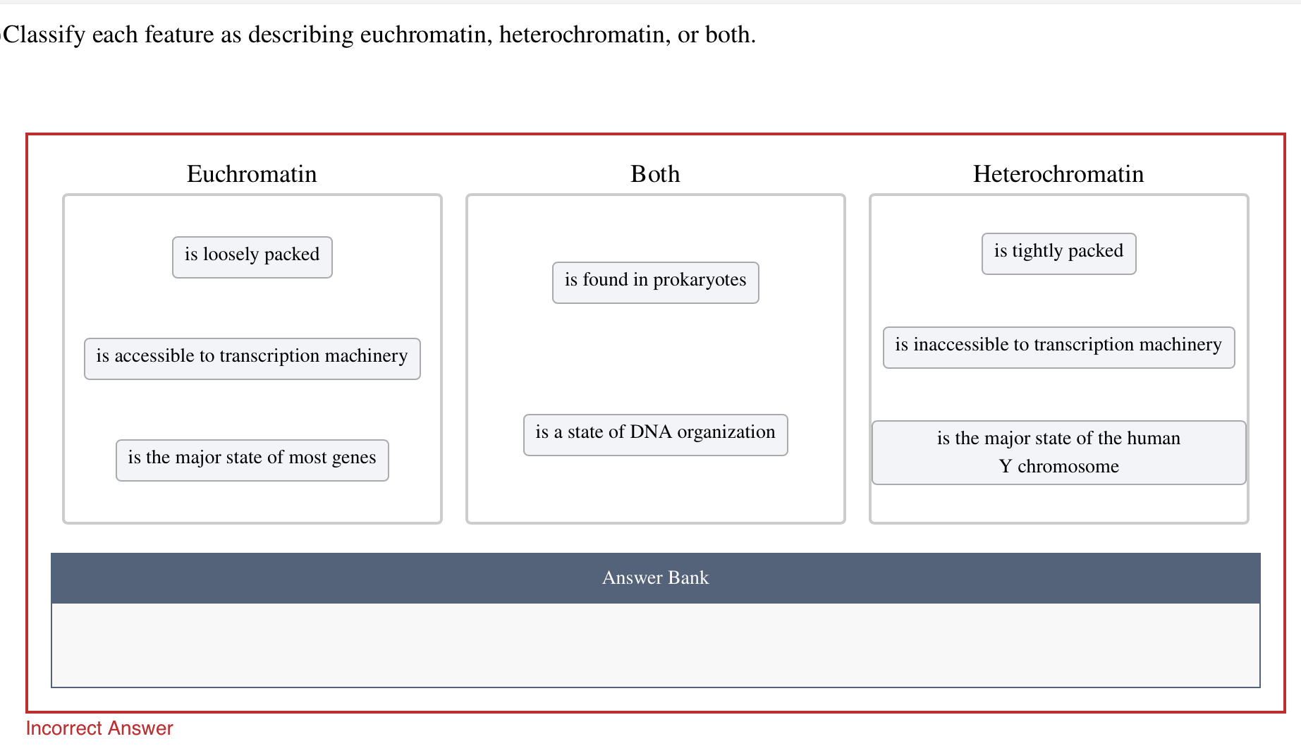 Solved Classify each feature as describing euchromatin, | Chegg.com
