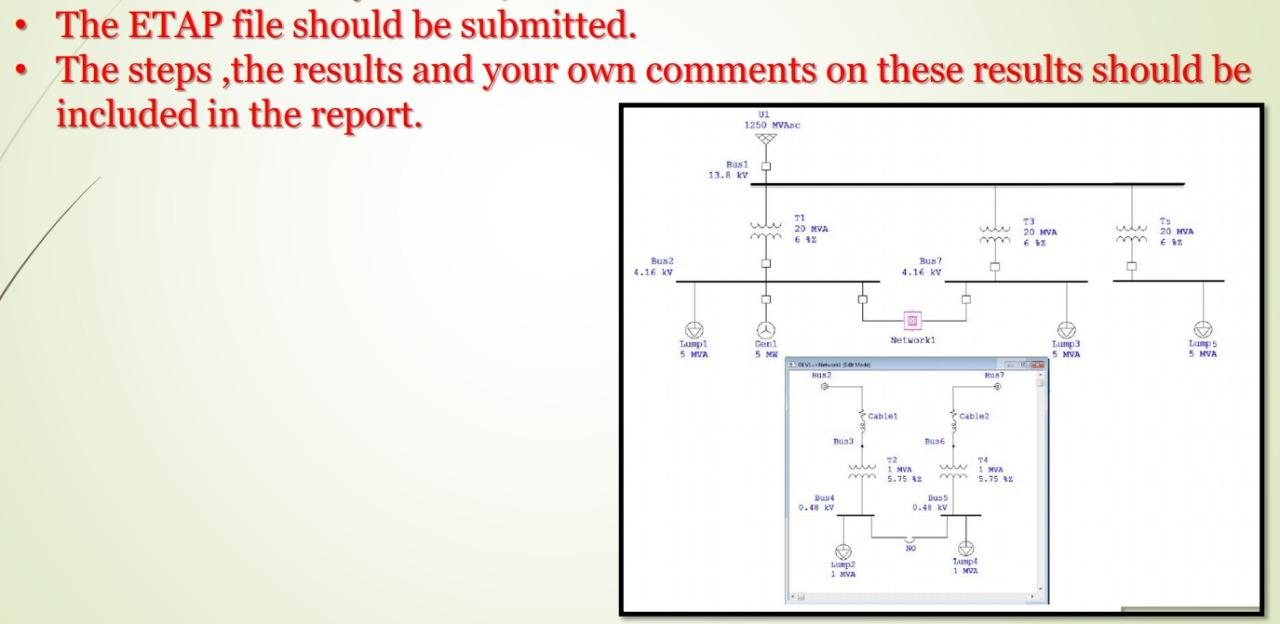 The ETAP file should be submitted. • The steps ,the | Chegg.com