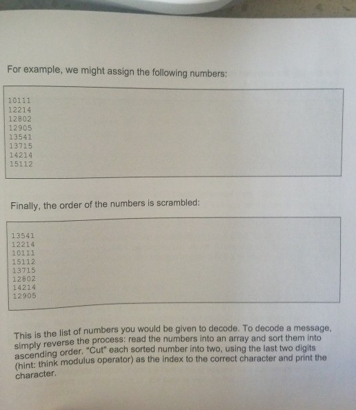 Decode Lab Your assignment is to write a C program, | Chegg.com