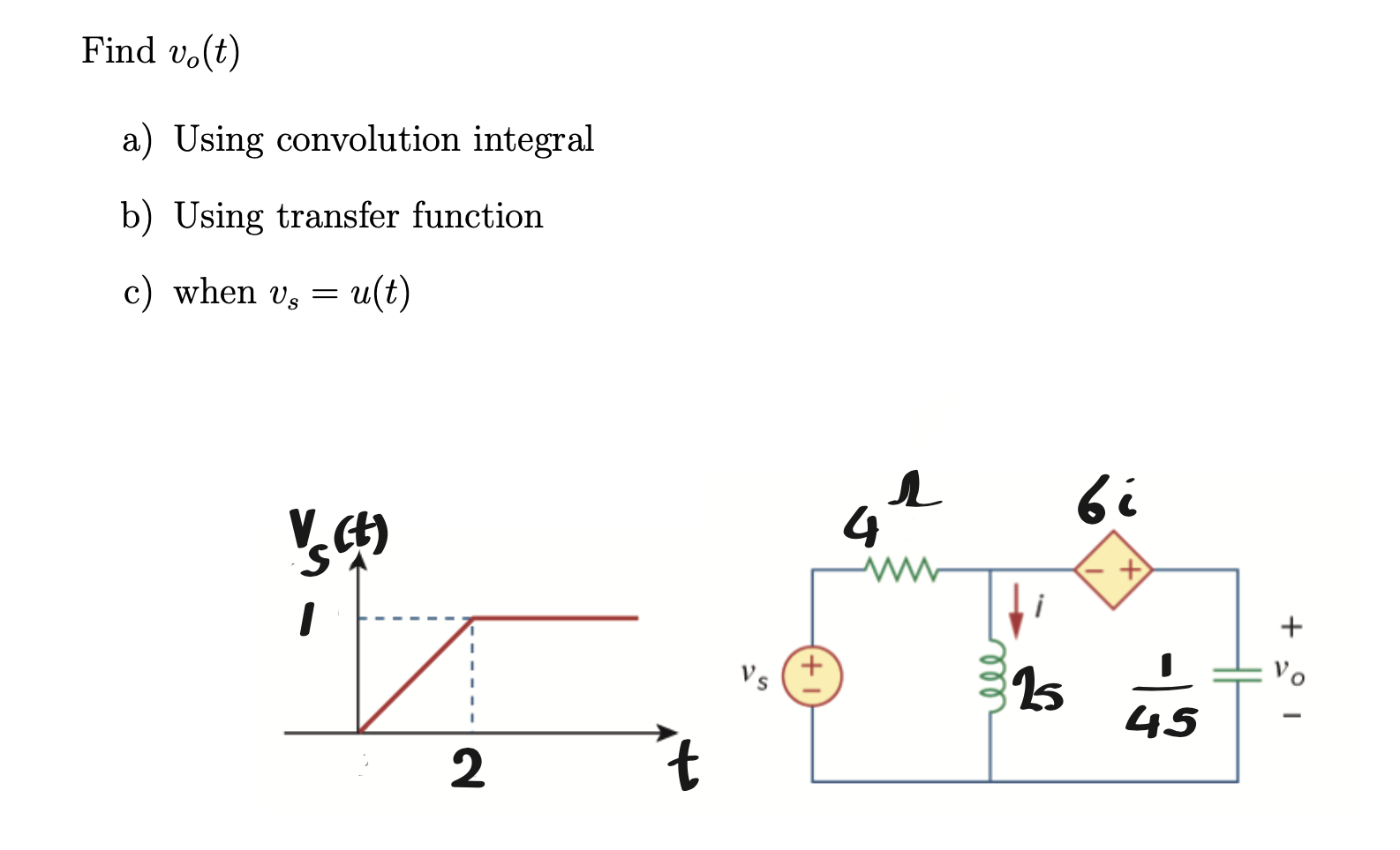 Solved Find v.(t) a) Using convolution integral b) Using | Chegg.com