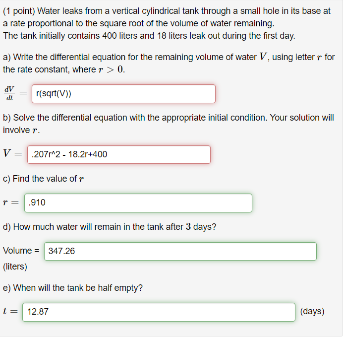 Solved a) Write the differential equation for the remaining | Chegg.com