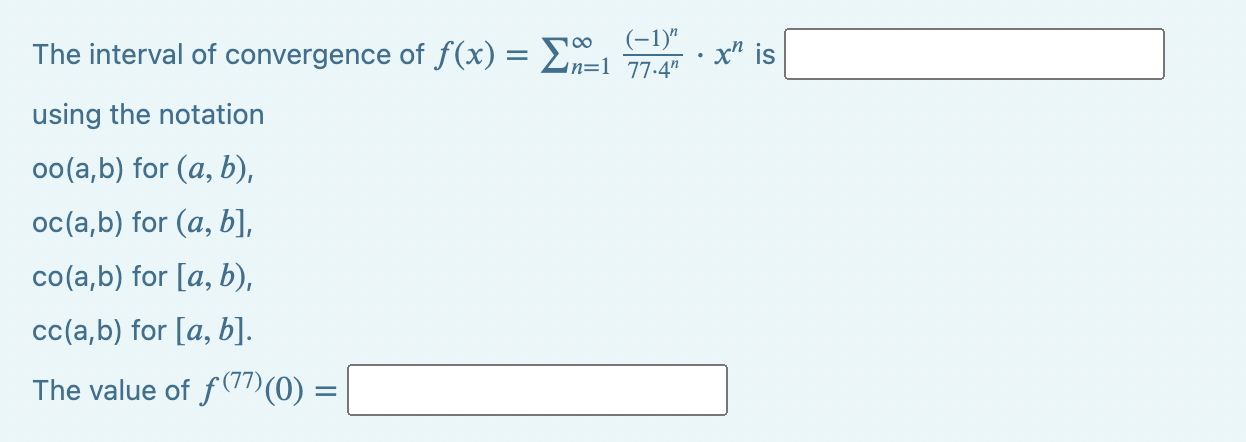Solved The interval of convergence of | Chegg.com
