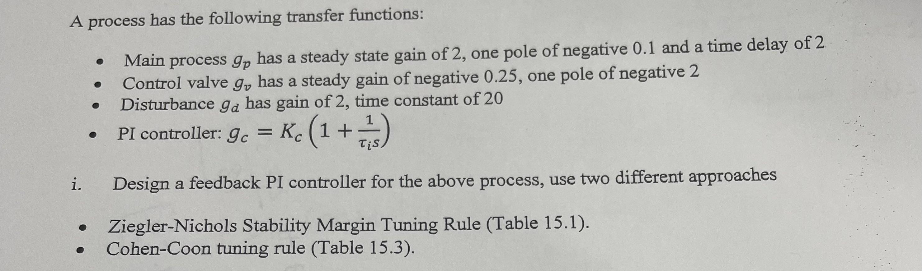Solved A process has the following transfer functions: Main | Chegg.com