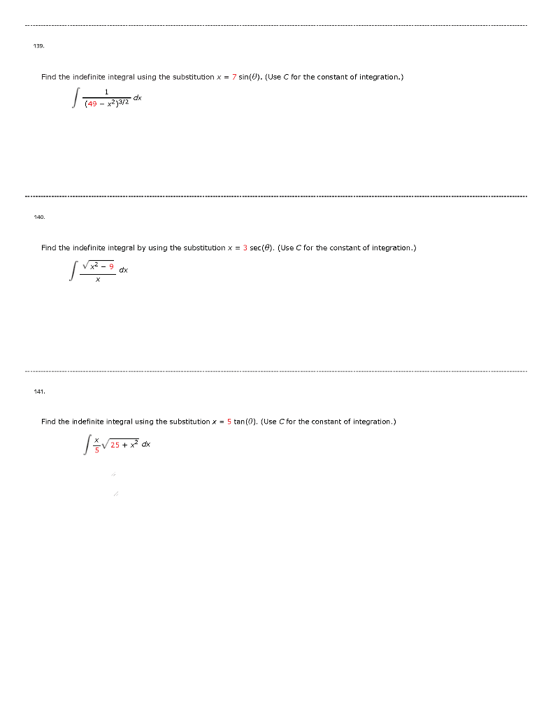 Solved Find the indefinite integral using the substitution x | Chegg.com