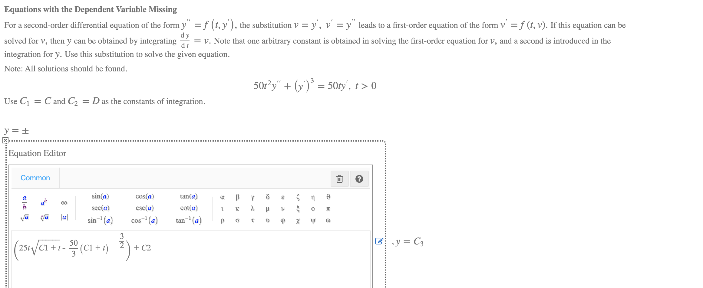 Solved dt Equations with the Dependent Variable Missing For | Chegg.com