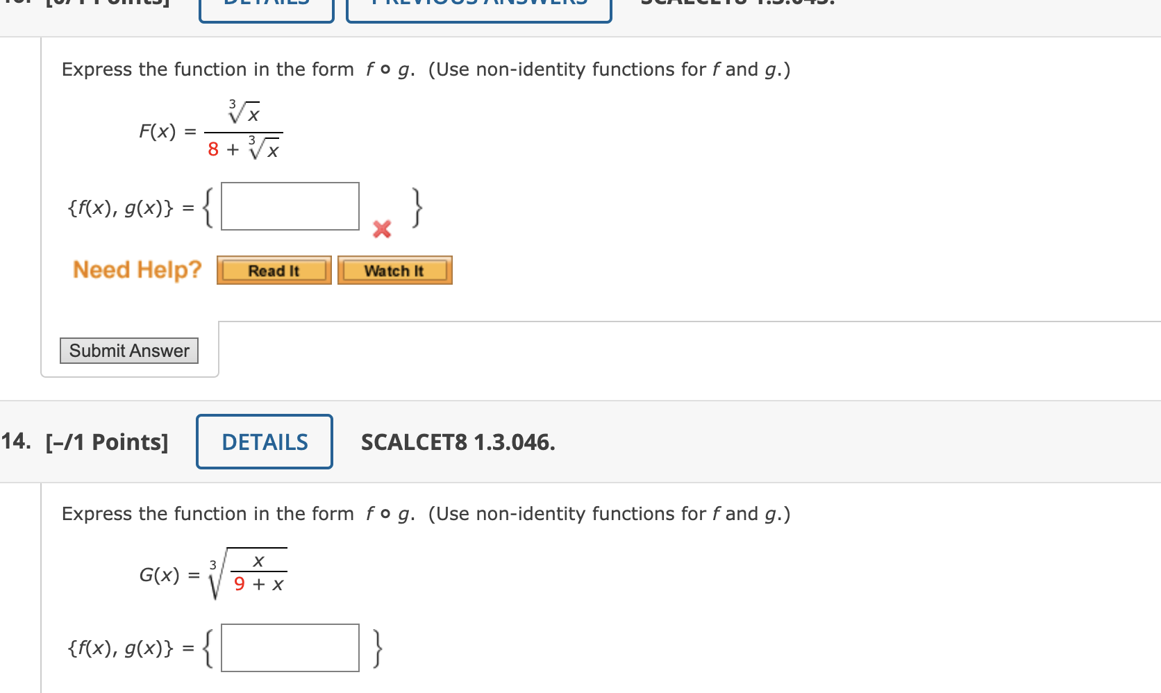 Solved Express the function in the form fog. (Use | Chegg.com