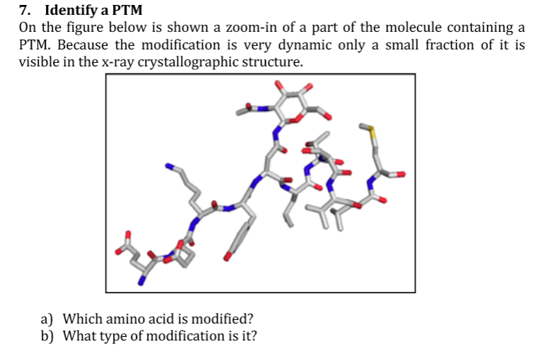 Solved 7. Identify a PTM On the figure below is shown a | Chegg.com