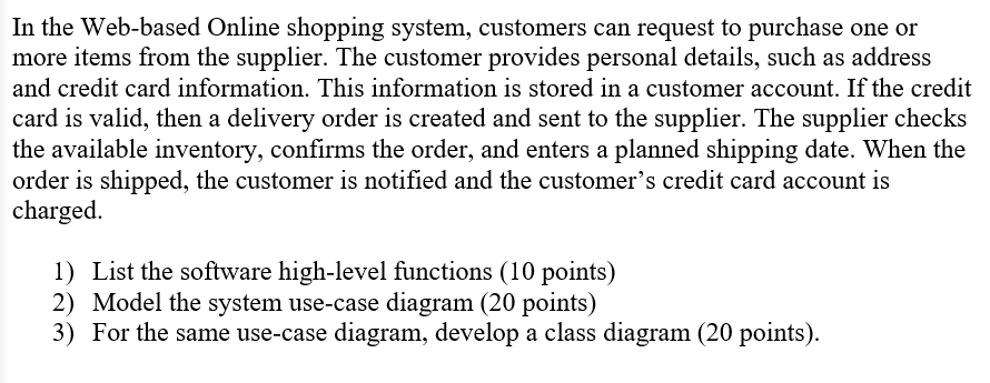 Solved In the Web-based Online shopping system, customers | Chegg.com