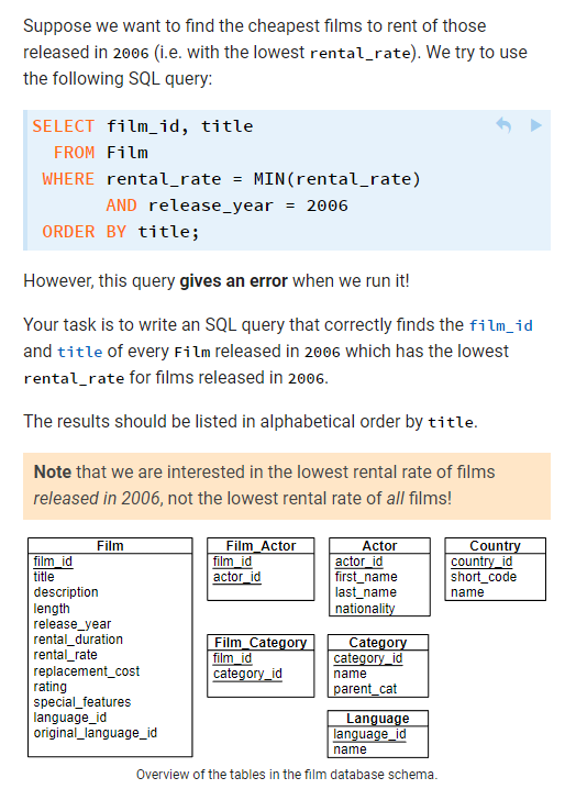 Solved Suppose we want to find the cheapest films to rent of | Chegg.com