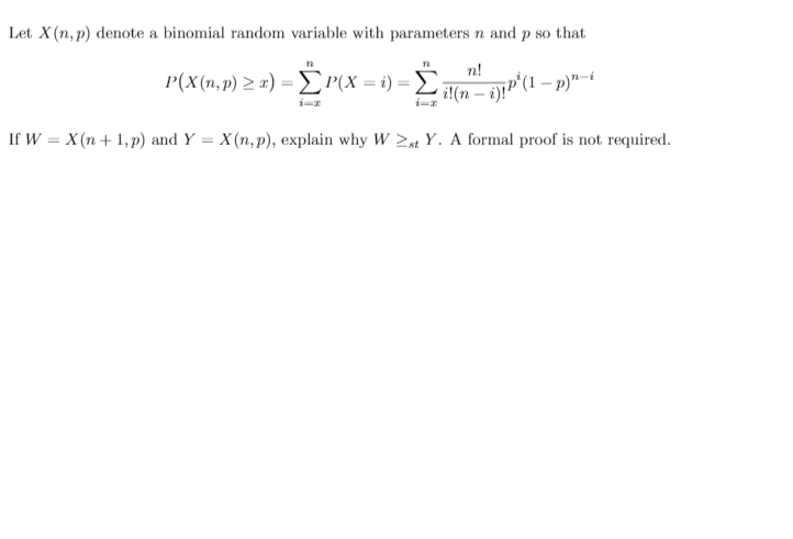 Solved Let X(n,p) denote a binomial random variable with | Chegg.com