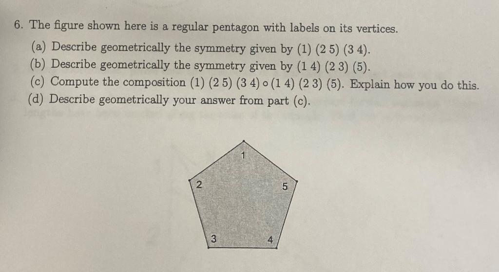 Solved 6. The figure shown here is a regular pentagon with | Chegg.com