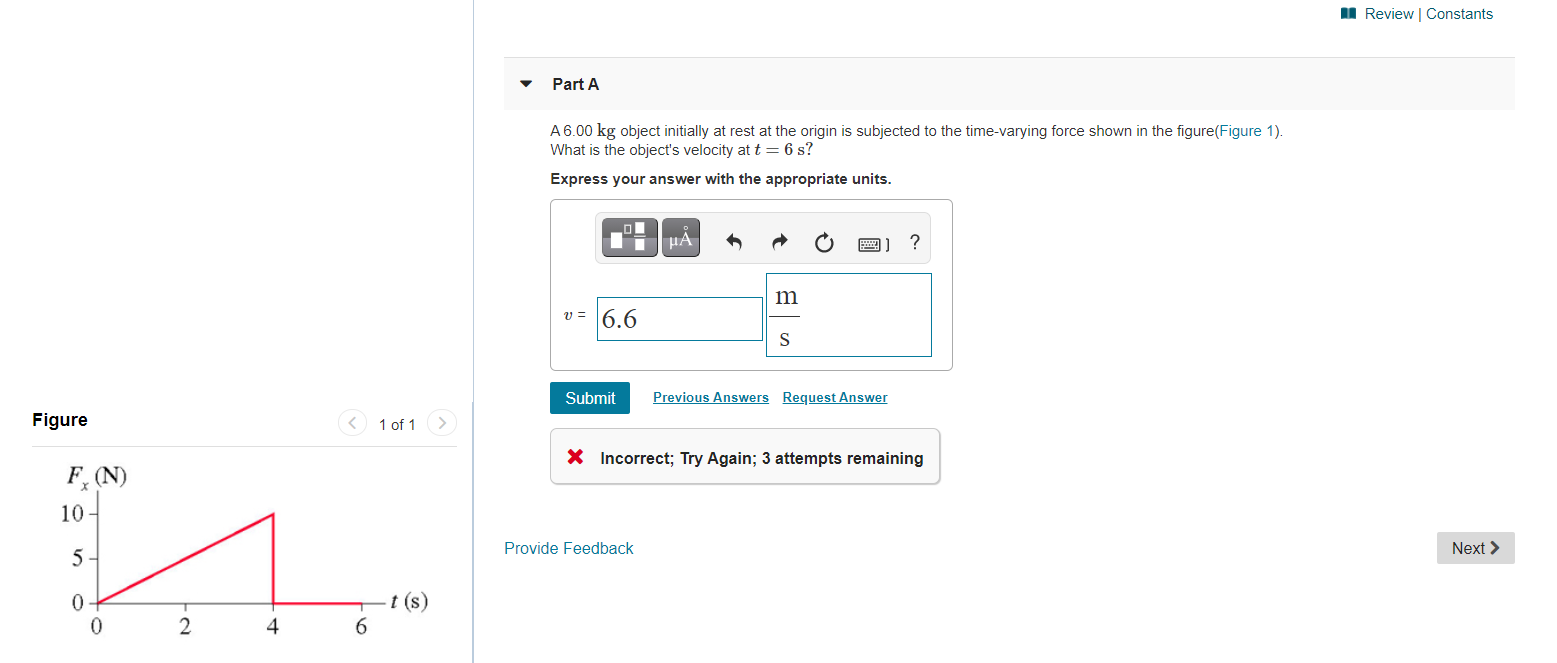 Solved Review Constants Part A A6.00 kg object initially at | Chegg.com