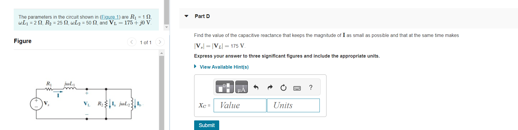 Solved The parameters in the circuit shown in (Figure 1) are | Chegg.com