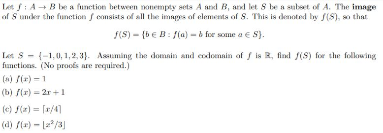Solved Let f : A + B be a function between nonempty sets A | Chegg.com