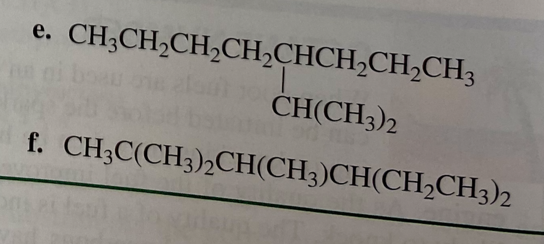 Solved e. CH3CH2CH2CH2CHCH2CH2CH3 f. | Chegg.com