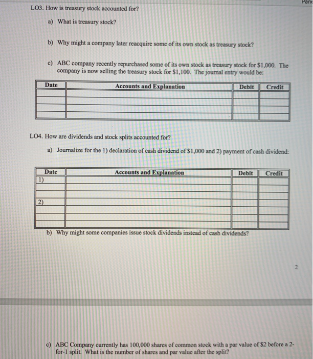 Solved Pan LO3. How is treasury stock accounted for? What is | Chegg.com