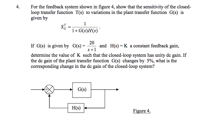 Solved 4 For The Feedback System Shown In Figure 4 Show