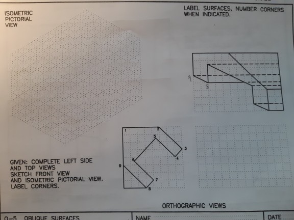 Solved LABEL SURFACES, NUMBER CORNERS WHEN INDICATED. | Chegg.com