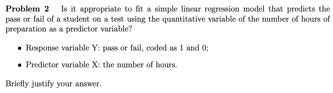 Solved Problem 2 Is it appropriate to fit a simple linear | Chegg.com