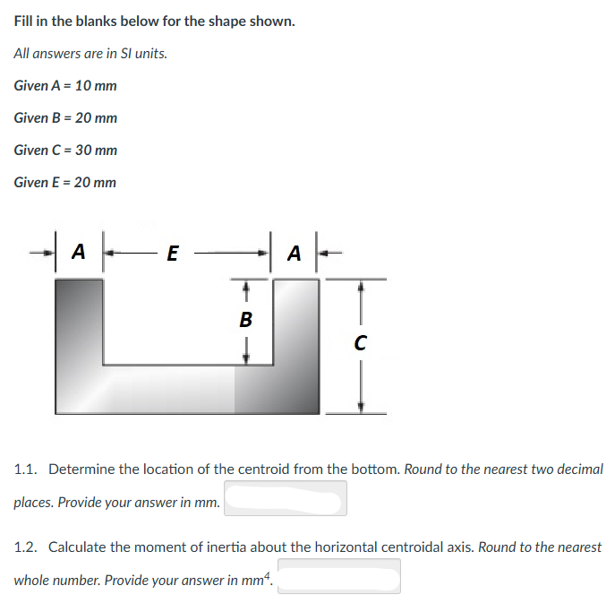 Solved Fill in ﻿the blanks below for the shape shown.All | Chegg.com