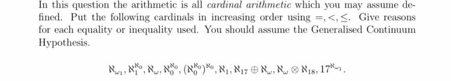 Solved In this question the arithmetic is all cardinal | Chegg.com