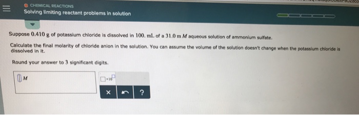 Solved CHEMICAL REACTIONS Solving limiting reactant problems | Chegg.com