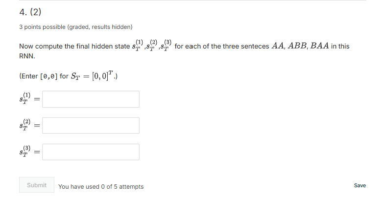 Solved (2) ﻿Problem 4口 ﻿Bookmark this pageFinal due | Chegg.com