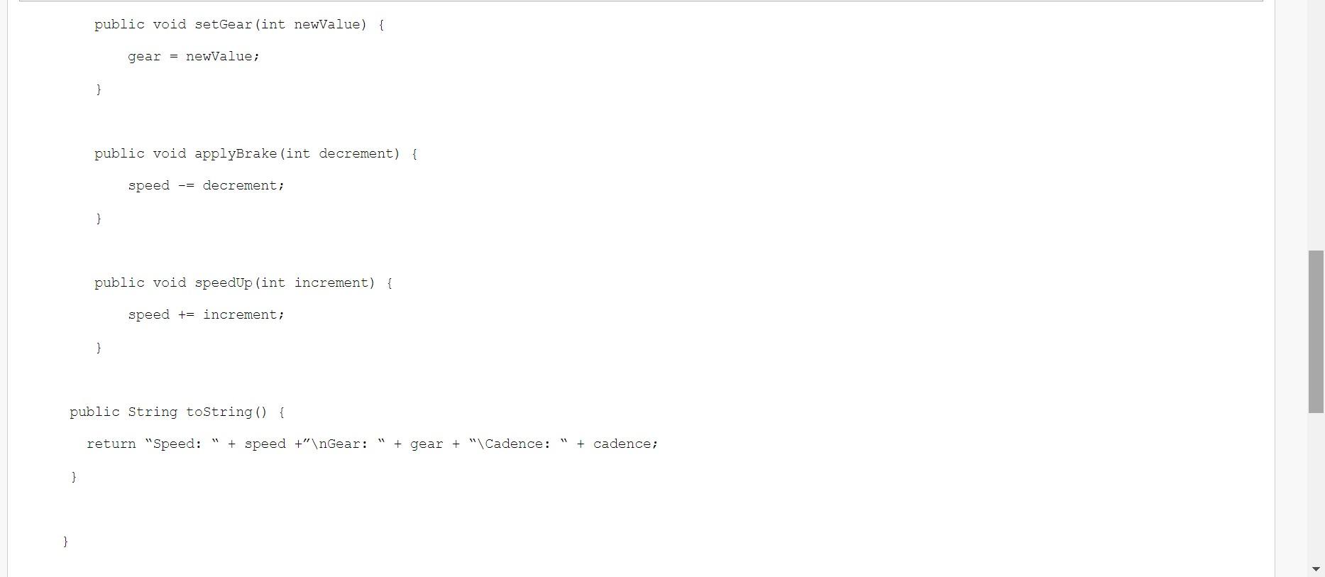 Solved public class Bicycle { // the Bicycle | Chegg.com